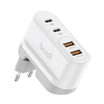 BUDI AC326TQEW MULTI-PORT 40W CHARGER WITH 2X USB-C/USB-A - WHITE