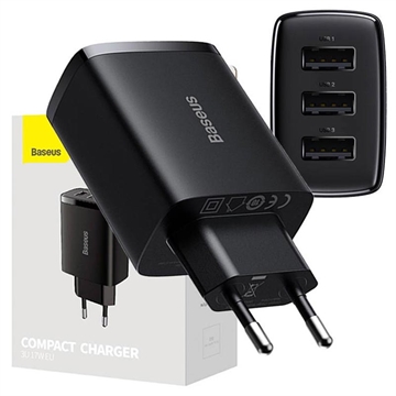 TEKST JE: BASEUS COMPACT QUICK CHARGER CCXJ020101, 3X USB, 17W
