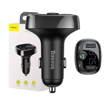 BASEUS BLUETOOTH FM TRANSMITTER W. CAR CHARGER - 2XUSB, MICROSD - BLACK
