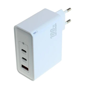 OTB USB GAN CHARGER 100W - 2X USB-C & 1X USB-A, FAST CHARGING WITH POWER DELIVERY - WHITE