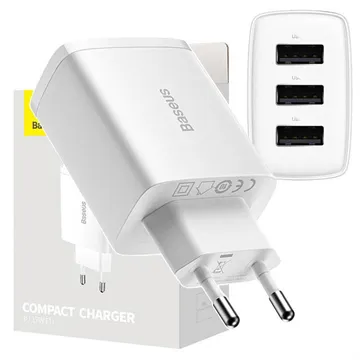 BASEUS KOMPAKTNI BRZI PUNJAČ CCXJ020102, 3X USB, 17W - BELI