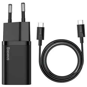 BASEUS SUPER SI QUICK CHARGER AND USB-C/USB-C CABLE - 25W - BLACK