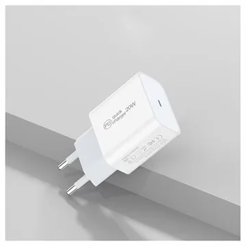 USB-C PD ZIDNI PUNJAČ - 20W - BELI