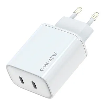 AMORUS PD 45W GAN DUAL USB-C CHARGER – WHITE
