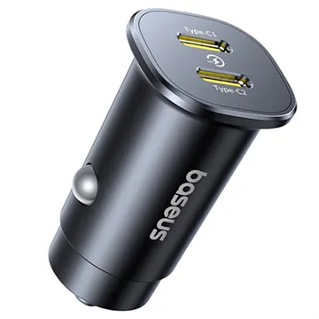 BASEUS GOTRIP 30W DUAL USB-C CAR CHARGER - BLACK
