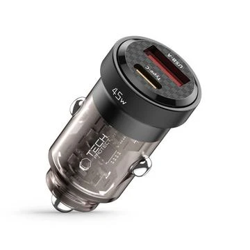TECH-PROTECT CC45W DUAL-PORT CAR CHARGER - 45W, USB-C, USB-A - BLACK
