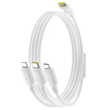 BASEUS SILKY 3-IN-1 USB-C TO LIGHTNING, USB-C, MICROUSB FAST CHARGING CABLE - 100W/1.5M