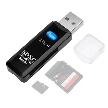 2-IN-1 USB 3.0 CARD READER FOR SD AND TF CARDS - BLACK
