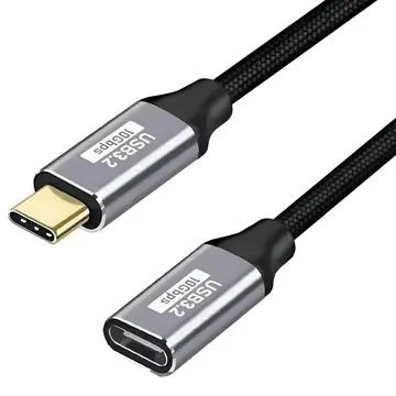 NYLON BRAIDED USB-C EXTENSION CABLE - 3M, 10GBPS, 4K - BLACK