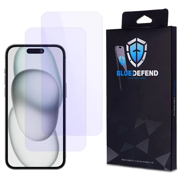 IPHONE 15 BLUEDEFEND ANTI-BLUE LIGHT TEMPERED GLASS SCREEN PROTECTOR - 2 PCS.