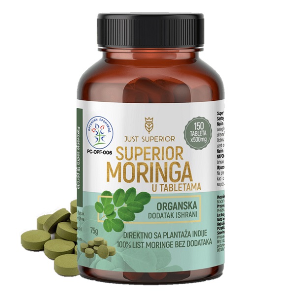 MORINGA TABLETE ORGANSKI PROIZVOD 75 G -150 TABLETA JUST SUPERIOR
