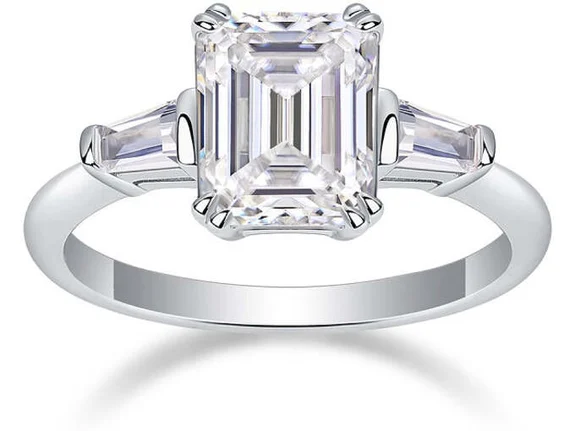 Luxoria Moissanite Noir Emerald Empire Moissanite Prsten 2ct Emerald Cut Moissanite