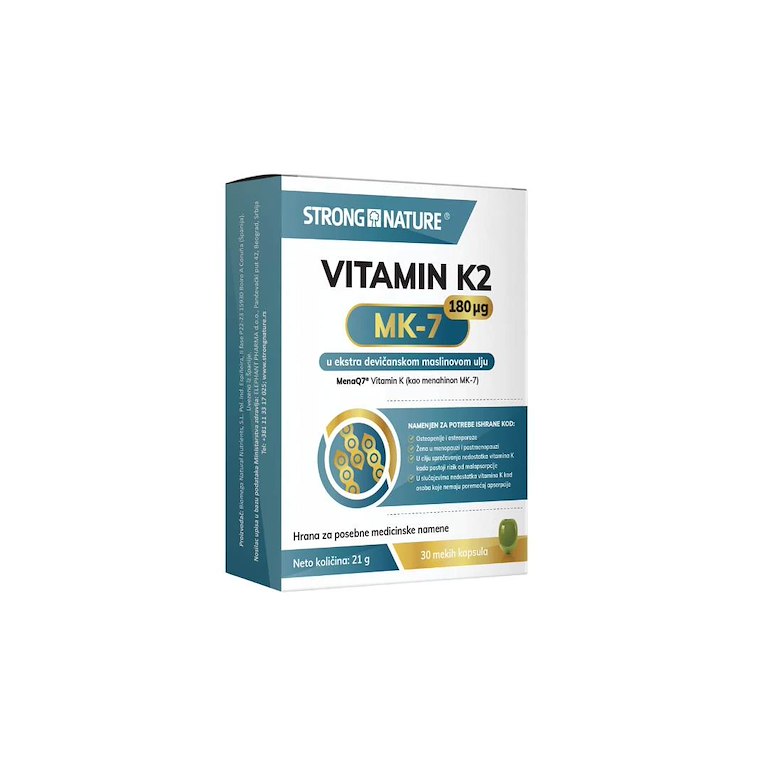STRONG NATURE® Vitamin K2 MK-7 u Maslinovom Ulju 180 mcg 30 Kapsula