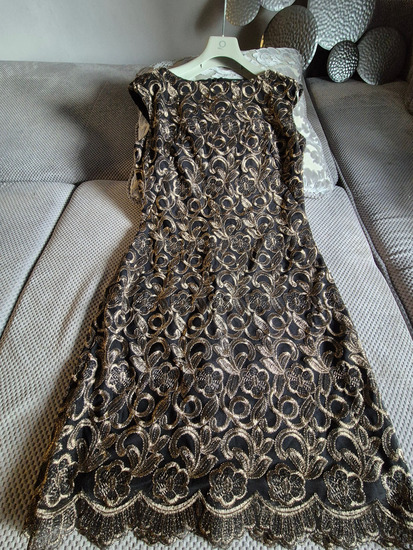 %%% original Ralph Lauren gold lace dress