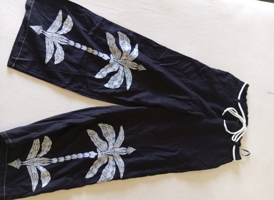 Lanene pantalone sa vezom S