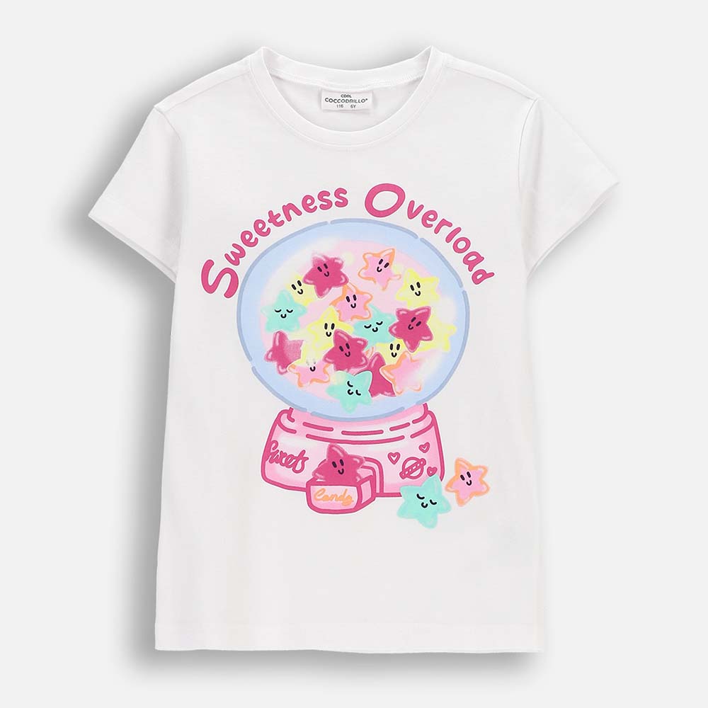 COCCODRILLO SWEET SHOP GIRL KIDS bela majica sa zvezdicama