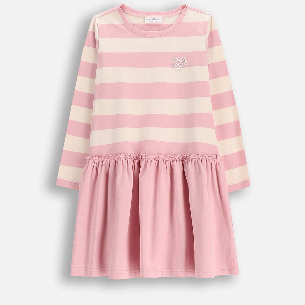 COCCODRILLO HEARTS GIRL KIDS pink prugasta haljina