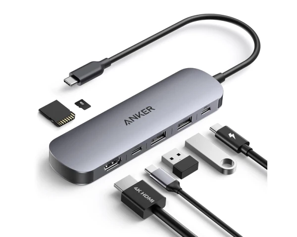 ANKER Nano USB-C Hub 7u1, sivi
