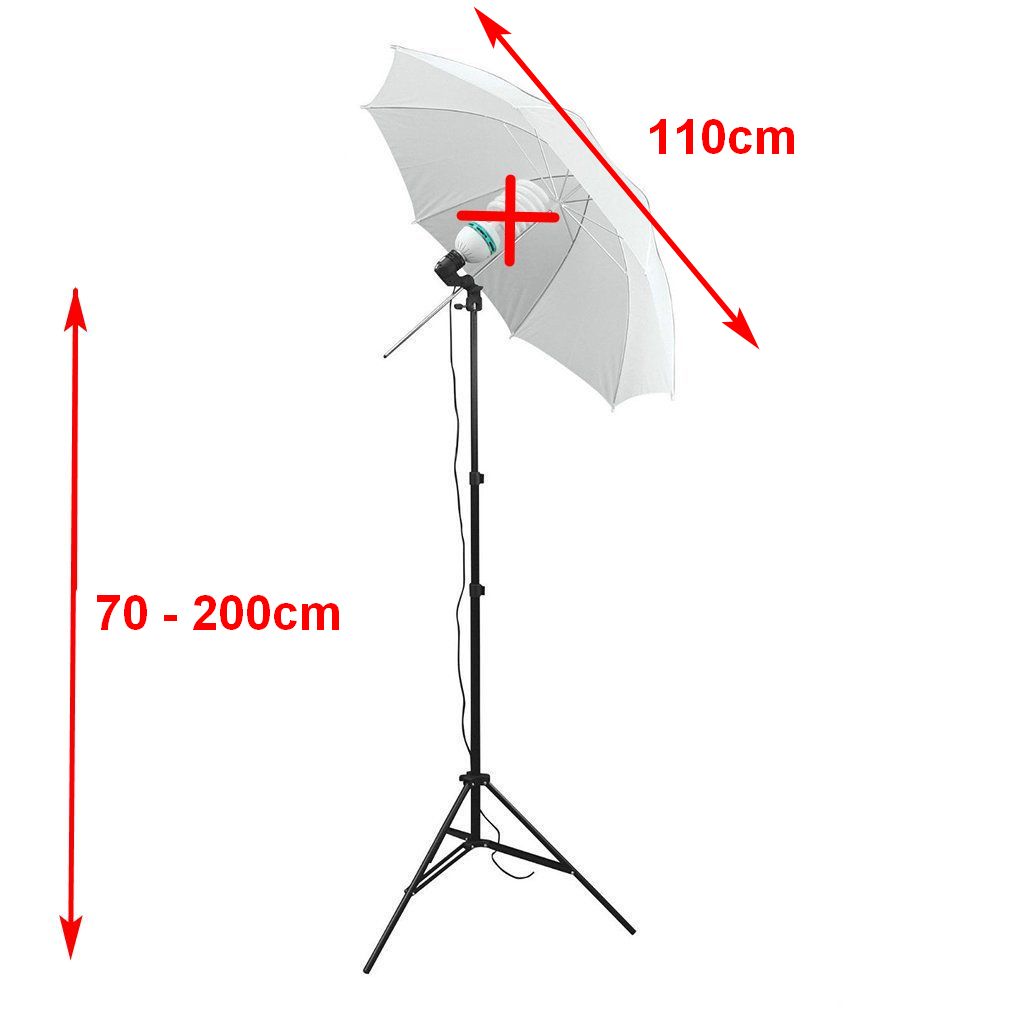 Foto kišobran beli 110cm sa stalkom 200cm