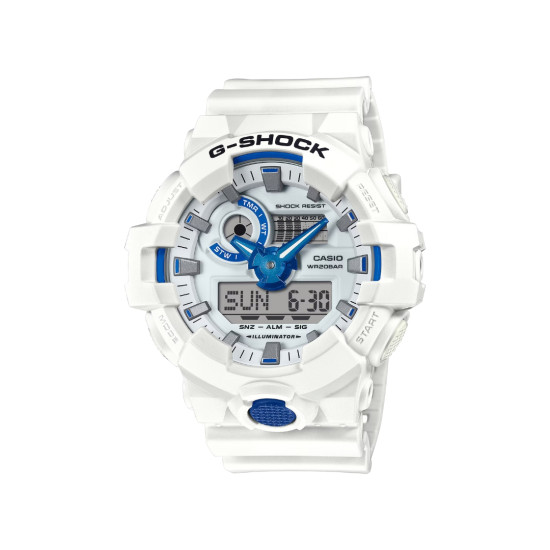 G-SHOCK GA-700HDS-7A muški sat Power Tough XL White Sea Glow Edition Neon Blue detail 20ATM