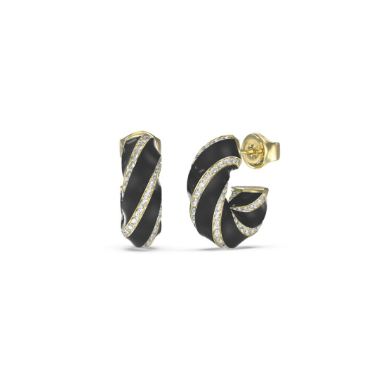Guess JUBE05383JWYGBKT/U minđuše alke Le Mirage Black Emajl Gold Tone Gold Plated Stainless Steel 20mm
