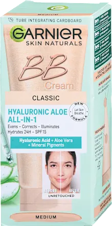 GARNIER SKIN NATURALS
Hyaluronic Aloe All-In-1 Classic BB krema – medium, 50 ml