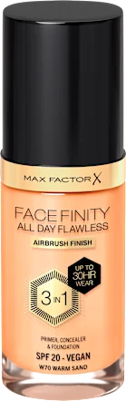 MAX FACTOR
FACE FINITY ALL DAY FLAWLESS 3IN1 tečni puder - W70 WARM SAND, SPF 20, 30 ml