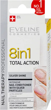 EVELINE COSMETICS
8u1 TOTAL ACTION - lak za negu noktiju - srebrne šljokice, 12 ml