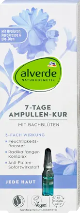 alverde NATURKOSMETIK
7 dana koncentrat za lice u ampulama (7x1ml), 7 ml