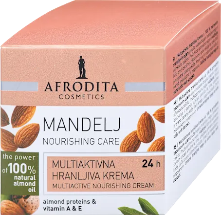 AFRODITA
24h MULTIAKTIVNA HRANLJIVA KREMA za lice - badem, 50 ml
