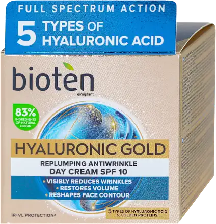 bioten
HYALURONIC GOLD REPLUMPING ANTIWRINKLE - dnevna krema protiv bora, SPF10, 50 ml