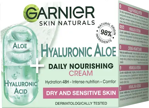 GARNIER SKIN NATURALS
HYALURONIC ALOE - dnevna krema za lice, 50 ml