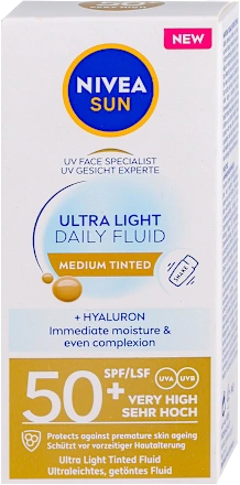 NIVEA SUN
UV FACE SPECIALIST ULTRA LIGHT DAILY lagani fluid, spf 50+, medium tinted, 40 ml