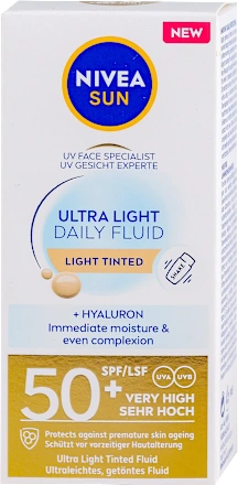 NIVEA SUN
UV FACE SPECIALIST ULTRA LIGHT DAILY lagani fluid, spf 50+, light tinted, 40 ml
