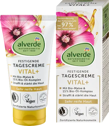 alverde NATURKOSMETIK
Dnevna krema za lice - organski slez i 15% kompleks organskih ulja VITAL+, 50 ml