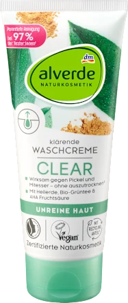 alverde NATURKOSMETIK
Clear krema za umivanje - glina i zeleni čaj, 100 ml