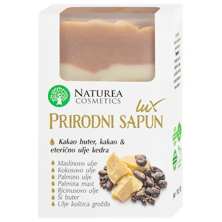 NATUREA COSMETICS
Lux PRIRODNI sapun - kakao buter, kakao & eterično ulje kedra, 115 g