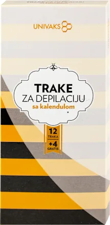 UNIVAKS
Trake za depilaciju tela sa kalendulom, 12 kom.+ 4 kom. gratis, 16 kom