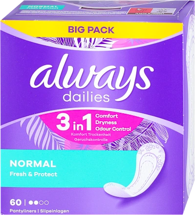 always
NORMAL, Fresh & Protect, dnevni ulošci, 60 kom