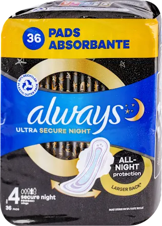 always
ULTRA SECURE NIGHT ciklusni ulošci sa krilcima, veličina 4, 36 kom