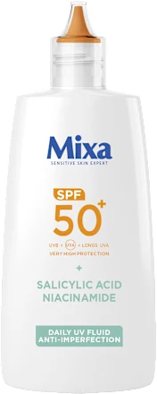 Mixa
Dnevni ANTI IMPERFECTION UV flud za zaštitu kože od sunca - salicilna kiselina+niacinamid, SPF50+, 40 ml