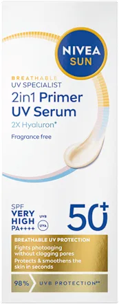 NIVEA SUN
Breathable UV Sepcialist 2in1 PRIMER DAILY UV serum za zaštitu kože lica od sunca, SPF50+, 30 ml