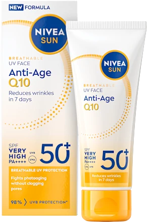 NIVEA SUN
Q10 UV anti-age krema za zaštitu kože lica od sunca SPF50+, 40 ml