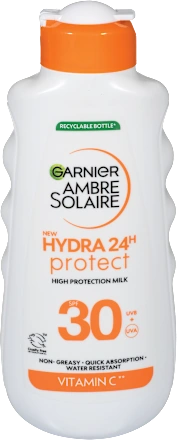 GARNIER AMBRE SOLAIRE
HYDRA 24H protect mleko za zaštitu od sunca protiv isušivanja kože, SPF30, 175 ml