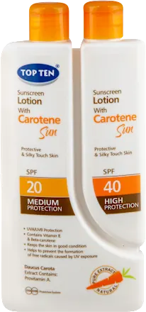 TOP TEN
Carotene Sun losion za zaštitu od sunca, duo pack: SPF 20 i 40, 300 ml