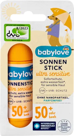 babylove
ultra sensitive stik za sunčanje sa veoma visokim zaštitnim faktorom, SPF 50+, 20 g
