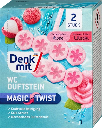 Denkmit
Magic Twist kamen za WC šolju - ruža i liči, 2x48g, 2 kom