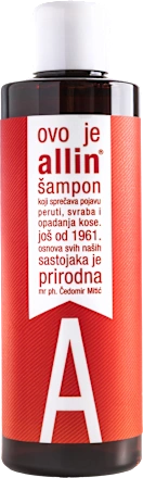allin
Šampon koji sprečava pojavu peruti, svraba i opadanja kose, 200 ml