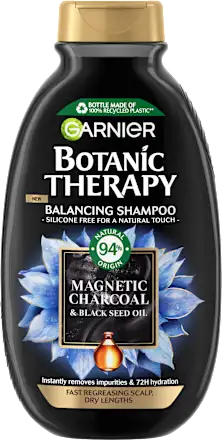 GARNIER BOTANIC THERAPY
MAGNETIC CHARCOAL & BLACK SEED OIL - šampon za suvu kosu i masnu kožu glave, 400 ml