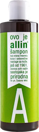 allin
Šampon koji uklanja masnoću sa kože i seboreične naslage sa kože, 200 ml